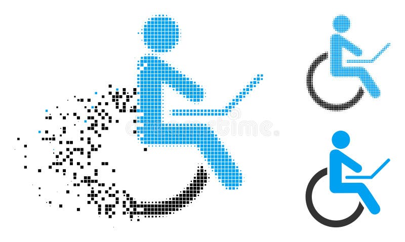 Moving Pixelated Halftone Wheelchair Icon Stock Vector - Illustration ...