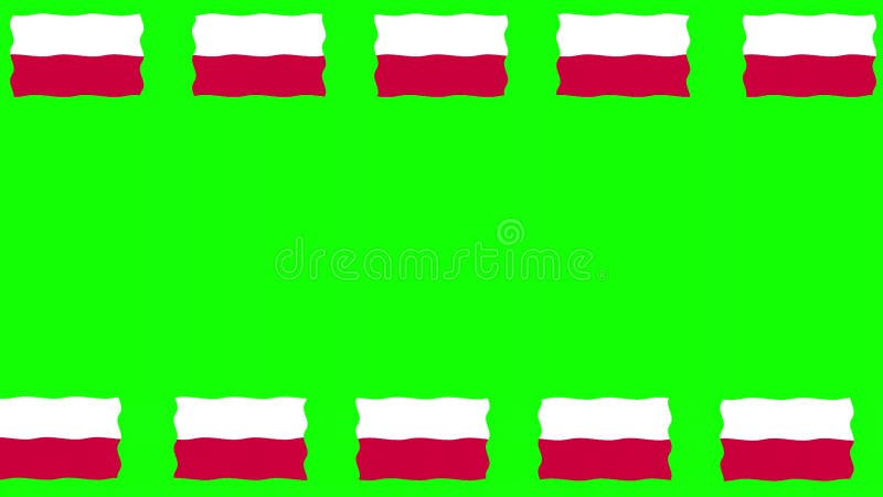 Moving Poland Flags Decorative Frame on Green Screen Background Stock ...