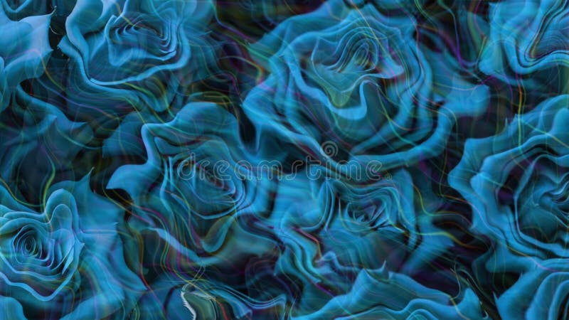 Moving Random Wavy Texture in the Form of Blue Roses. Psychedelic Wavy ...