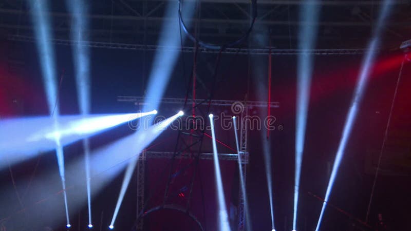 Moving Rays of Light.Natural Lighting of the Lamp. Light Show. Stock ...