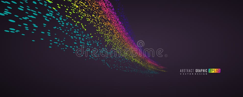 Moving Ribbons Composed of Countless Colorful Dots, Vector Graphics ...