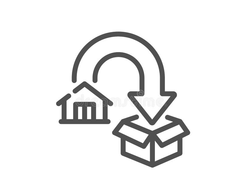 Moving Service Line Icon. Packing Things Sign. Plane, Supply Chain and ...