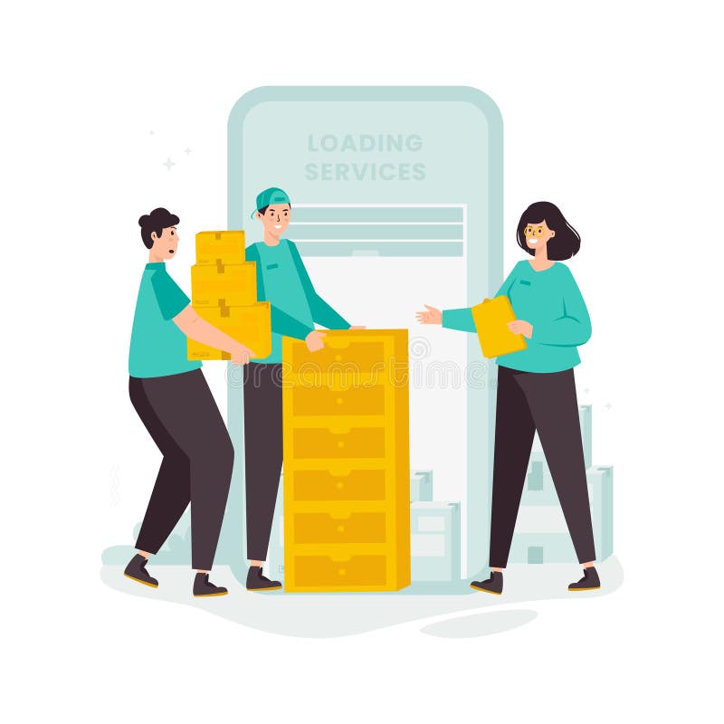 Moving Services Team Illustration Stock Vector - Illustration of ...