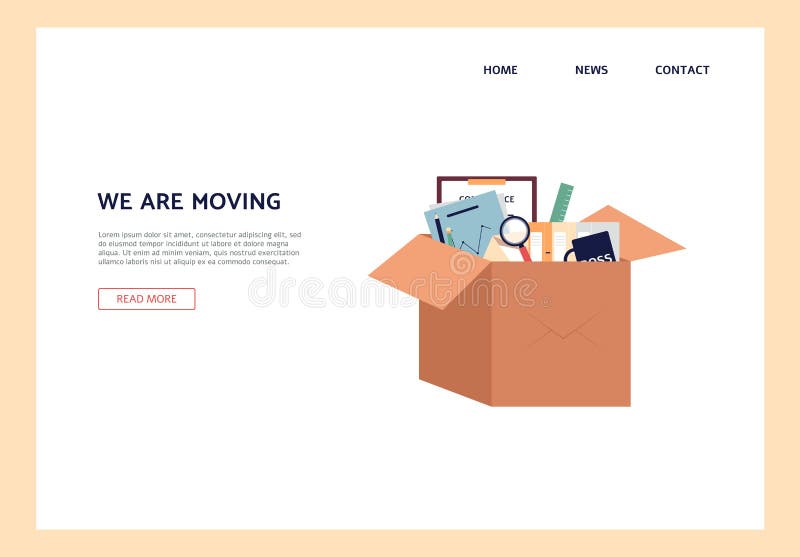We are Moving Site Interface for Business Relocation, Flat Vector ...