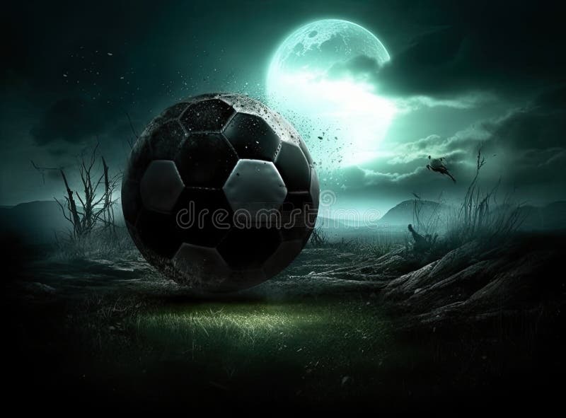 Moving Soccer Ball Around Splash Drops on the Stadium Field. Stock ...