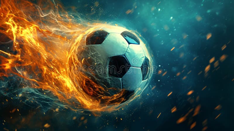 Moving a Soccer Ball with Fire Stock Illustration - Illustration of ...