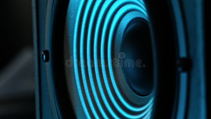 Moving of Music Speaker Playing Music in Blue Light Stock Footage ...