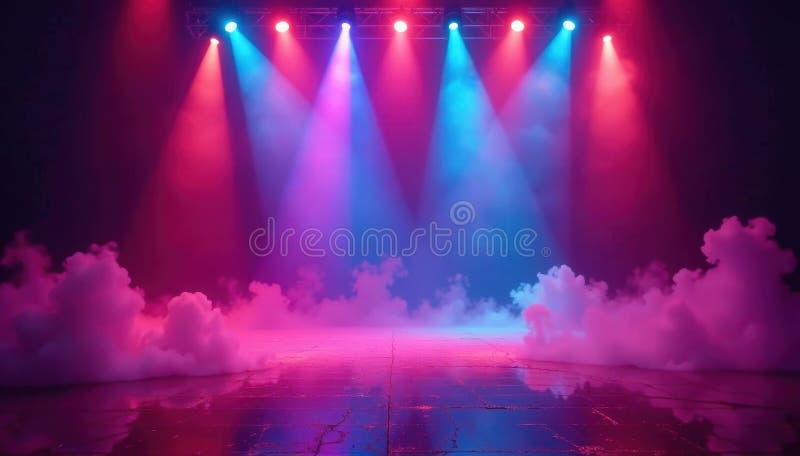 Moving Stage with Colorful Light Beams and Thick Smoke Effects , Moving ...