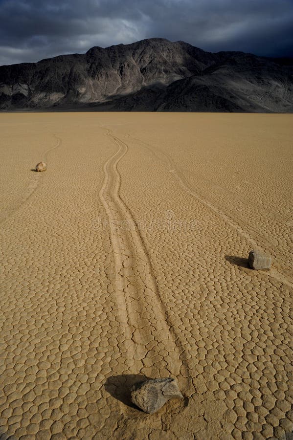 Moving Stone in the Desert of Death Valley Stock Image - Image of ...