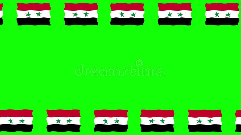 Moving Syria Flags Decorative Frame on Green Screen Background Stock ...