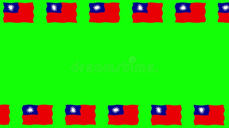 Moving Taiwan Flags Decorative Flags on Green Screen Background Stock ...