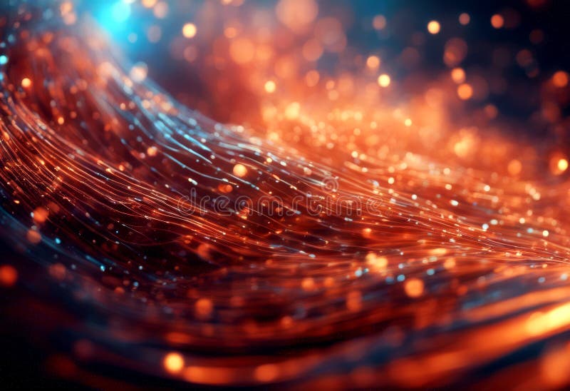 Moving Technology Flow 3d Wave Particles Cyber Illustration Rendering ...