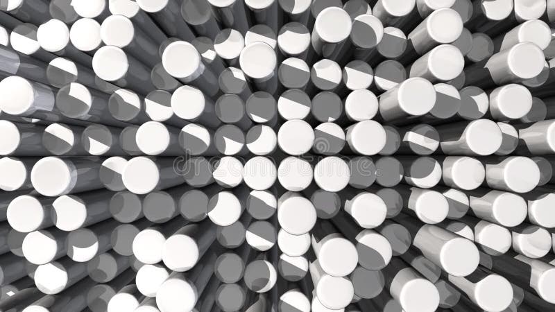 Moving Texture Background of White Reflective Extruded Cylinders Stock ...