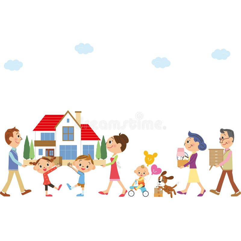 Moving of the Three-generation Family Stock Vector - Illustration of ...