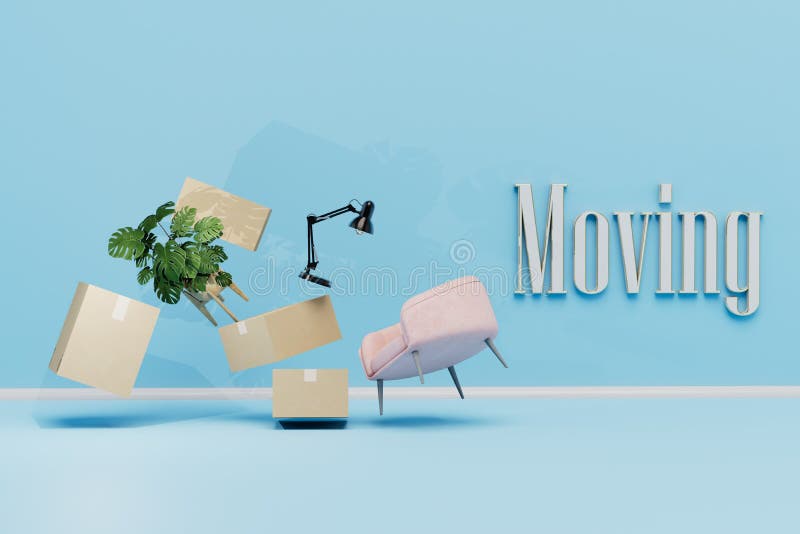 Moving To a New Home. Things in Boxes and the Inscription Moving on a ...