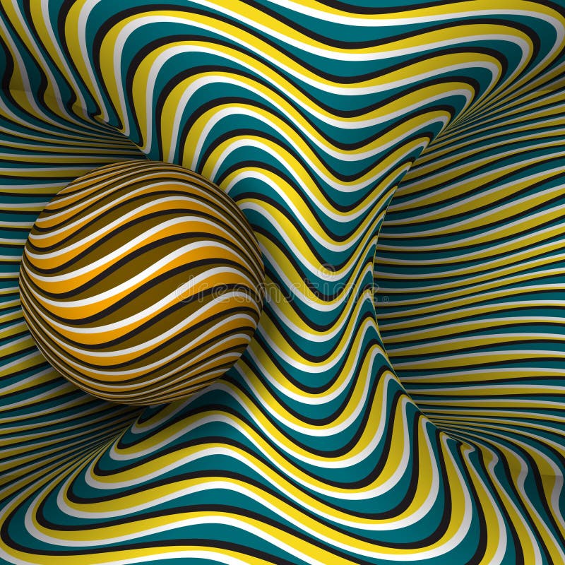 Moving Torus of Wavy Striped Pattern with Sphere. Vector Psychedelic ...