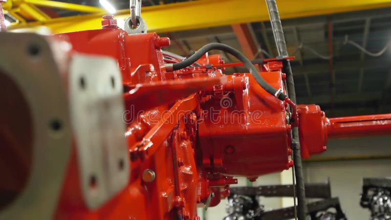 Moving the Tractor Engine Around the Shop on the Crane Beam, the Engine ...
