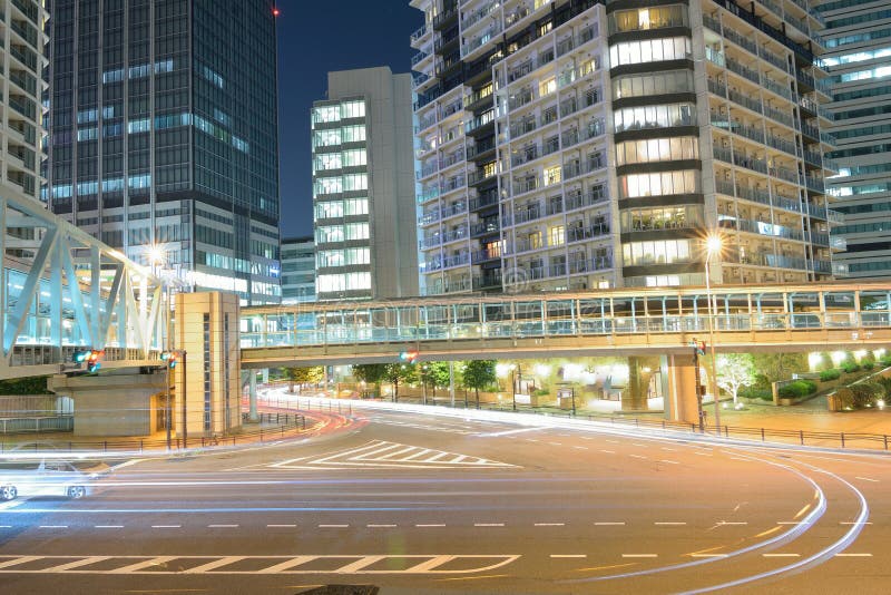 Moving Traffic Light Trails at Urban City Square Stock Image - Image of ...