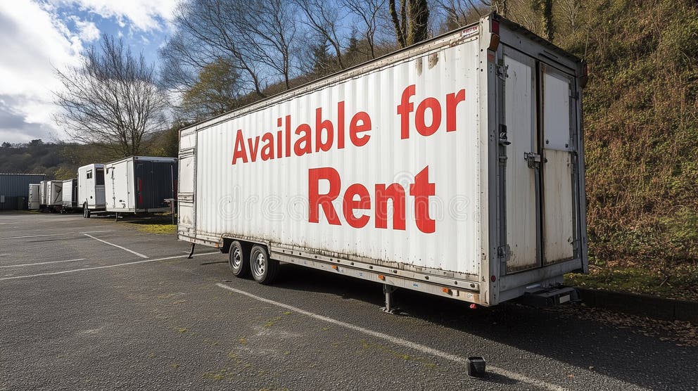 Moving Trailer Parked at Rental Facility, Ready for Use Stock ...