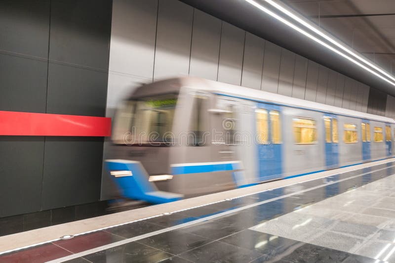 Moving Train at Metro Station Stock Image - Image of moving, light ...
