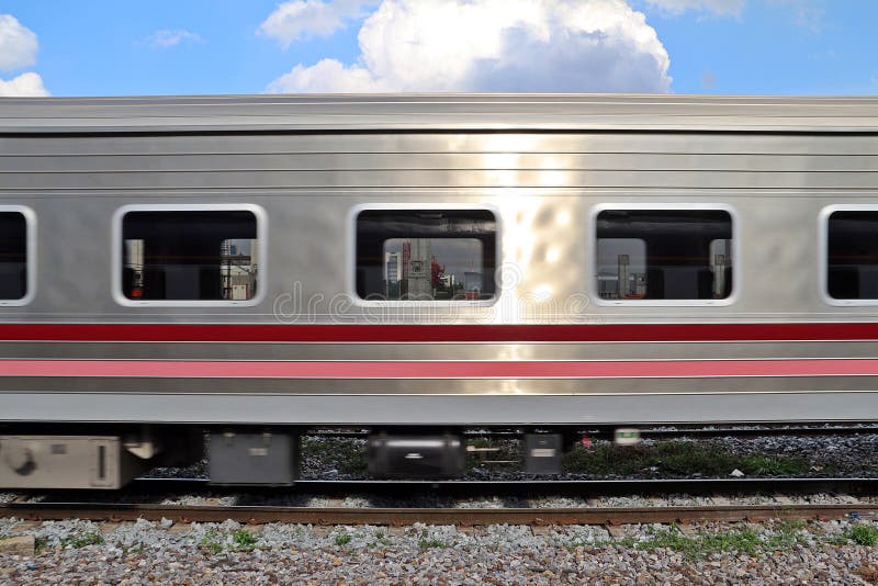 Moving train on railroad stock image. Image of london - 96234831