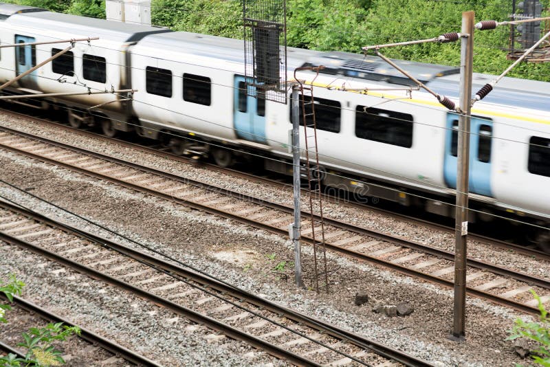 Moving Train on the Tracks, Train is in Motion Stock Photo - Image of ...