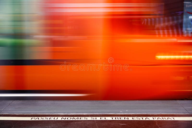 The Moving Train with a Warning Sign Stock Photo - Image of track ...