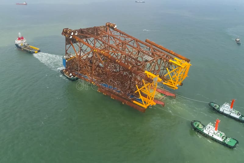 Moving and Transporting the Supports of Oil Platform Stock Photo ...