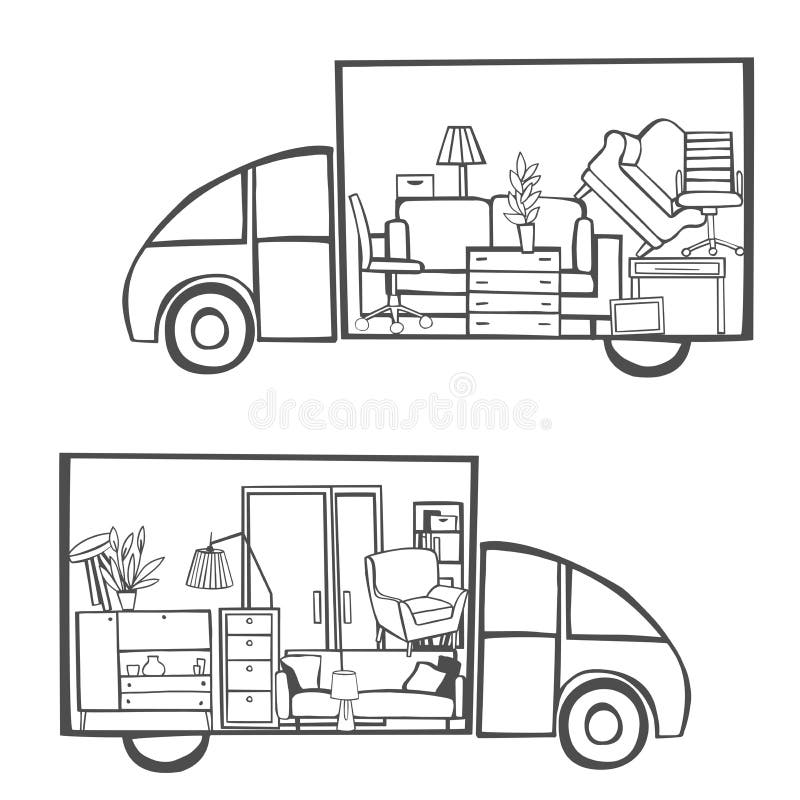 Moving Trucks. Relocation. Vector Illustration Stock Vector ...