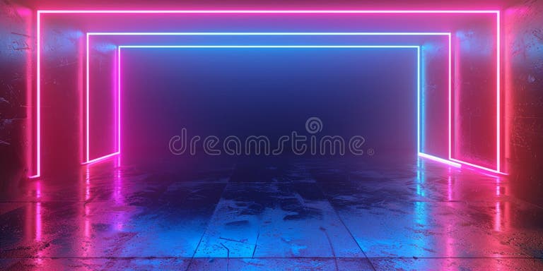 Moving Two Tone Neon Blue and Pink in Rectangle Frame Overlay Ready ...