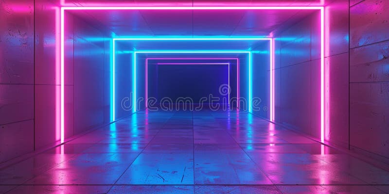 Moving Two Tone Neon Blue and Pink in Rectangle Frame Overlay Ready ...