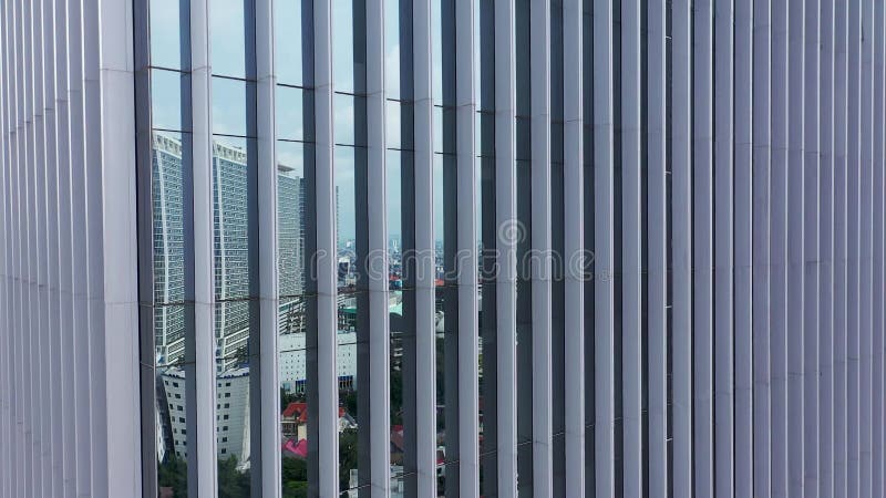 Moving Up To the Clouds Along Windows of the Office Building and High ...