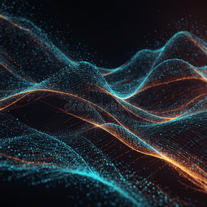 Moving Waves with Abstract Dots and Lines Stock Illustration ...