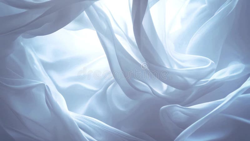 Moving Waves of White Translucent Fabric Smoothly Intersect in the ...