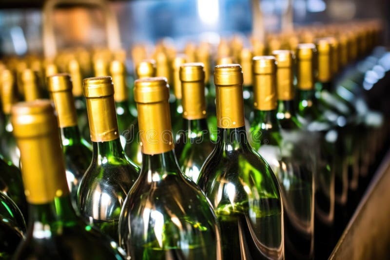 Wine Bottles on a Conveyor Belt Inspection Stock Photo - Image of ...