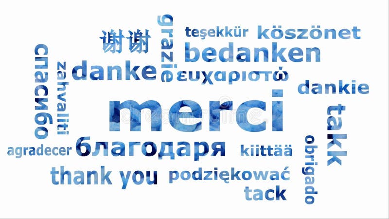 Moving Word Cloud To the Word Merci in Selected Languages Stock Video ...