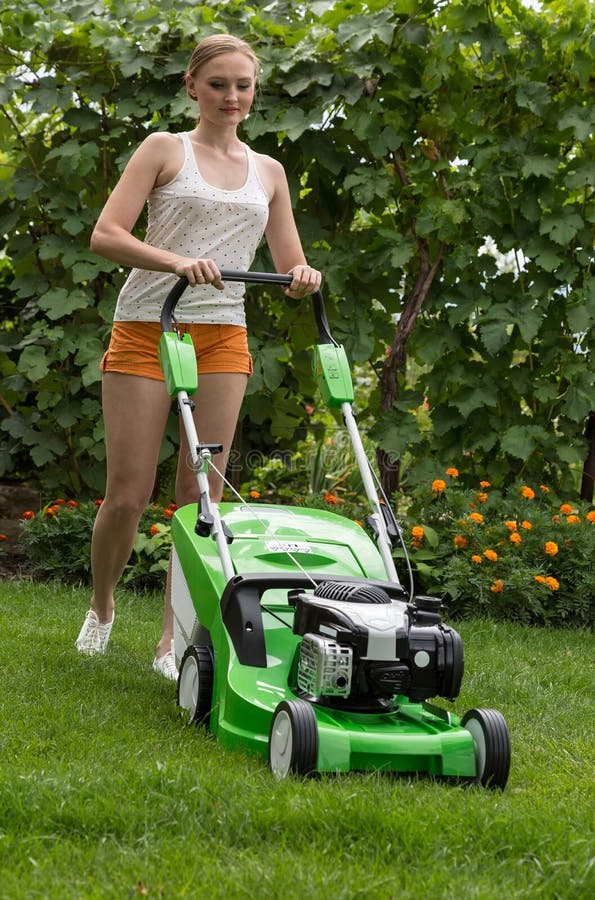 Mowing the lawn stock image. Image of plug, power, green - 33900667