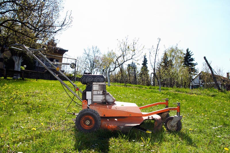Mowing Machine stock image. Image of mower, spring, wheels - 4879987