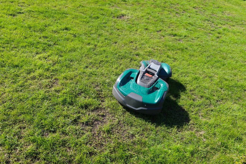 Mowing Robot, Automatic Lawn Mower Stock Photo - Image of lawn ...