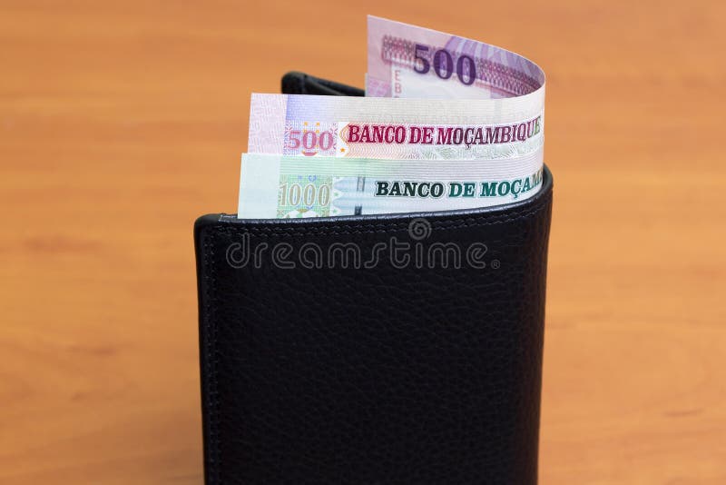 Mozambican Metical in the Black Wallet Stock Image - Image of wallet ...