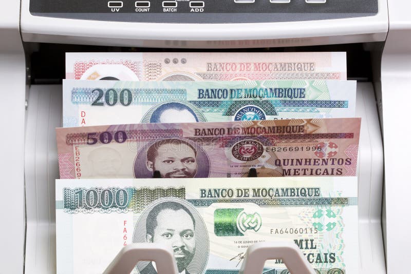 Mozambican Metical in the Counting Machine Stock Photo - Image of note ...