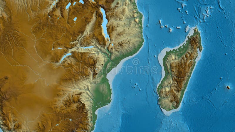 Mozambique Area. Relief Map Stock Illustration - Illustration of ...