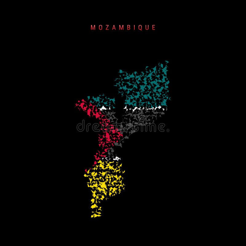 Mozambique Flag Map Chaotic Particles Pattern In The Mozambican Flag