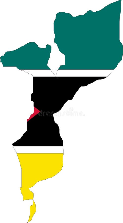 Mozambique Flag in Map, Mozambique Map with Flag, Country Map ...
