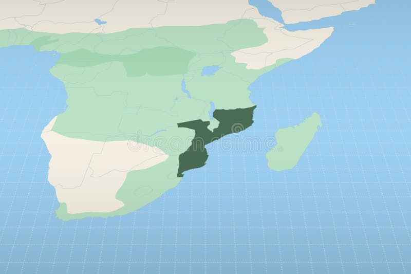 Mozambique Highlighted on a Detailed Map, Geographic Location of ...