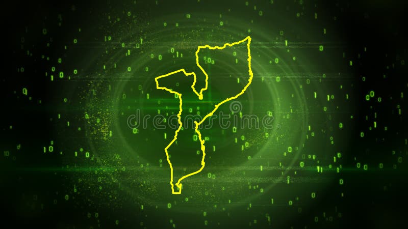Mozambique Map on Digital Background Stock Illustration - Illustration of innovation, outline ...