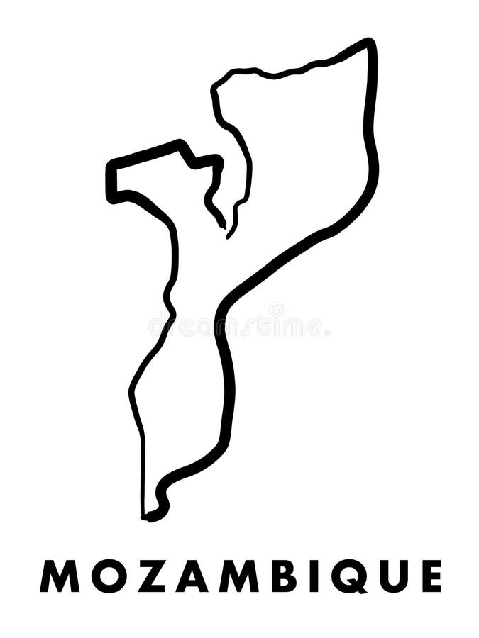 Mozambique map outline stock vector. Illustration of simple - 107069452