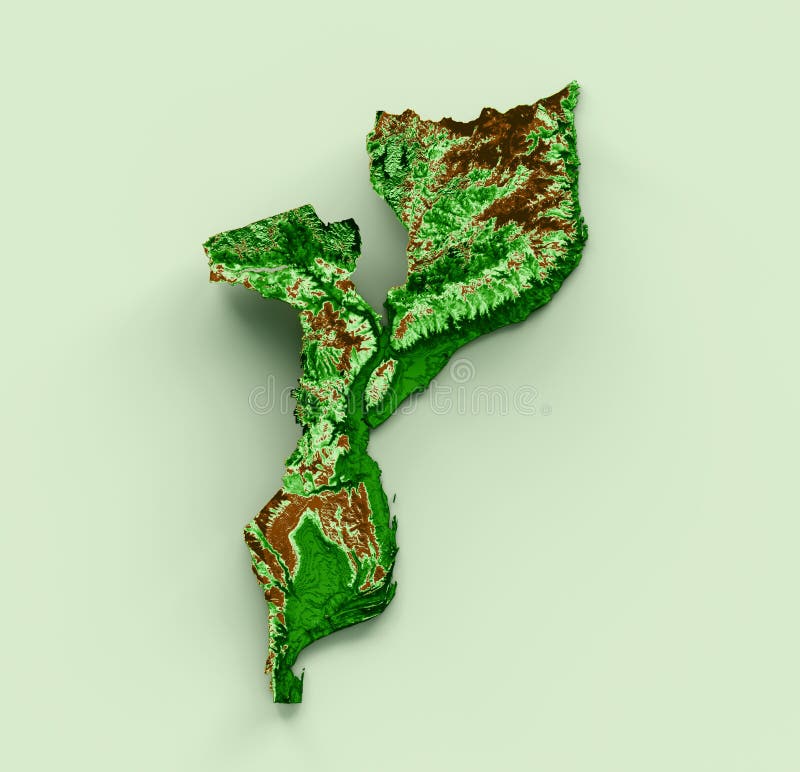 Mozambique Topographic Map 3d Realistic Map Color 3d Illustration Stock ...