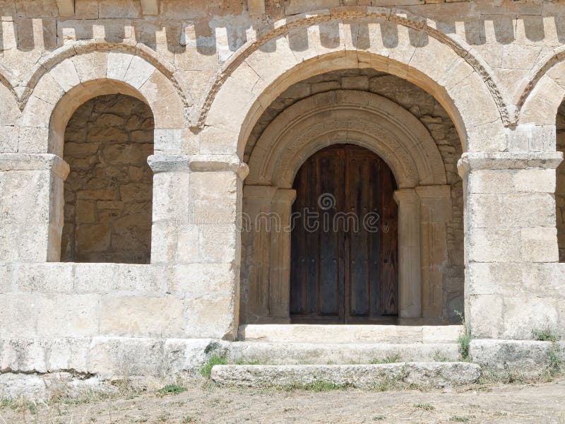 Mozarabic Chapel with Romanesque Portico Stock Photo - Image of church ...