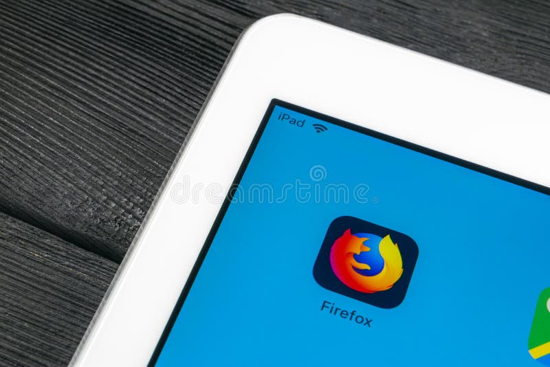 Mozilla Firefox Application Icon on Apple IPad Pro Screen Close-up ...